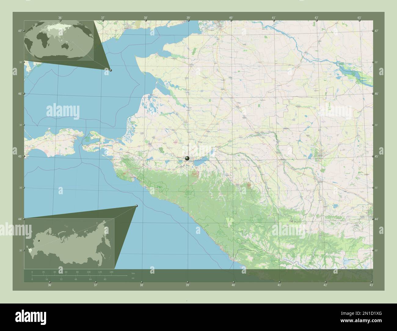 Krasnodar, territory of Russia. Open Street Map. Corner auxiliary ...