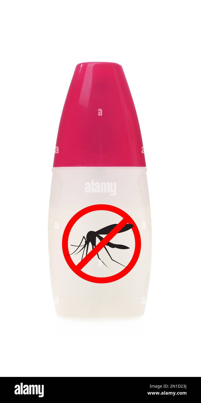 Bottle of insect repellent on white background Stock Photo - Alamy