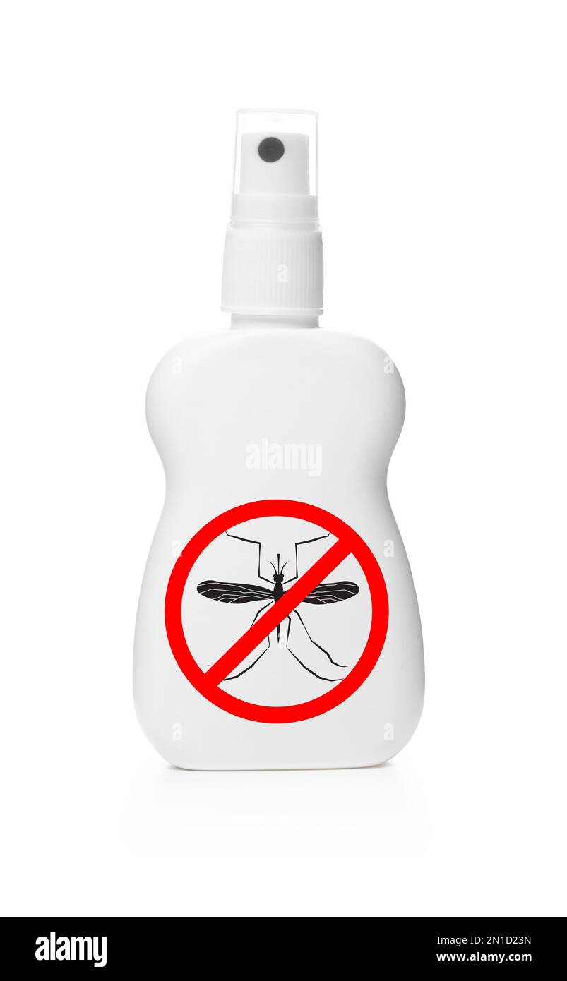 Bottle of insect repellent on white background Stock Photo - Alamy
