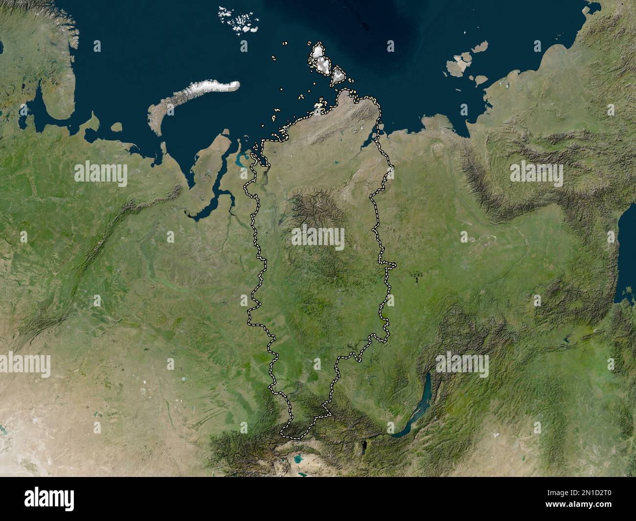 Krasnoyarsk, territory of Russia. Low resolution satellite map Stock ...