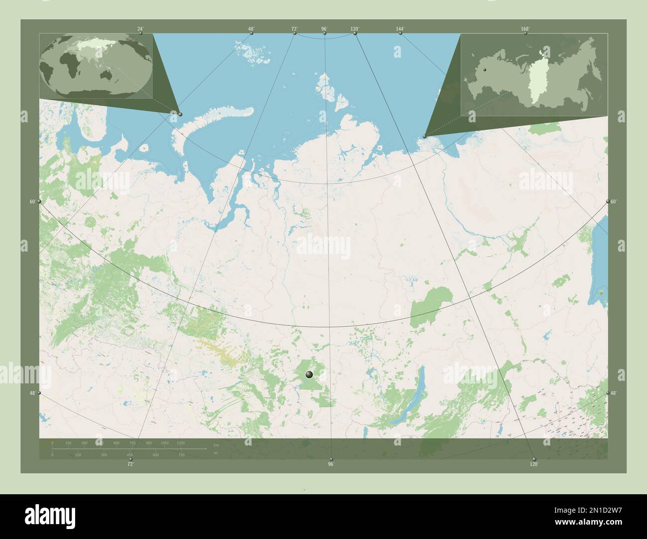 Krasnoyarsk, territory of Russia. Open Street Map. Corner auxiliary ...