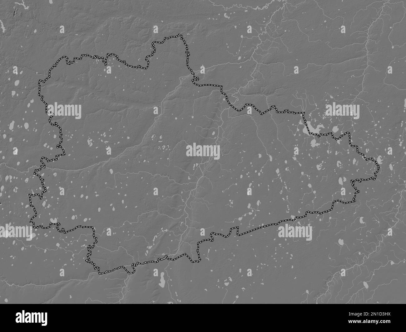 Kurgan, region of Russia. Bilevel elevation map with lakes and rivers ...