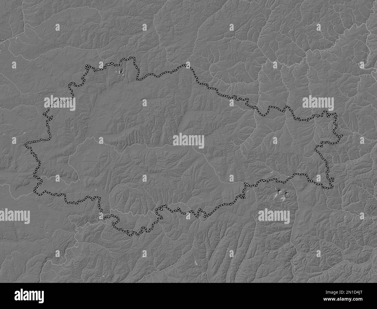 Kursk, region of Russia. Bilevel elevation map with lakes and rivers ...
