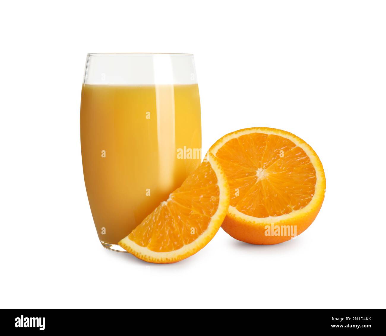 Freshly made orange juice isolated on white Stock Photo - Alamy