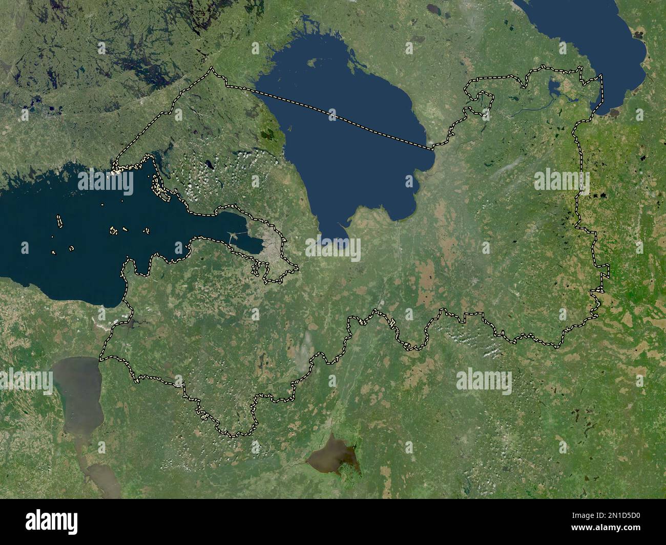 Leningrad, region of Russia. Low resolution satellite map Stock Photo ...