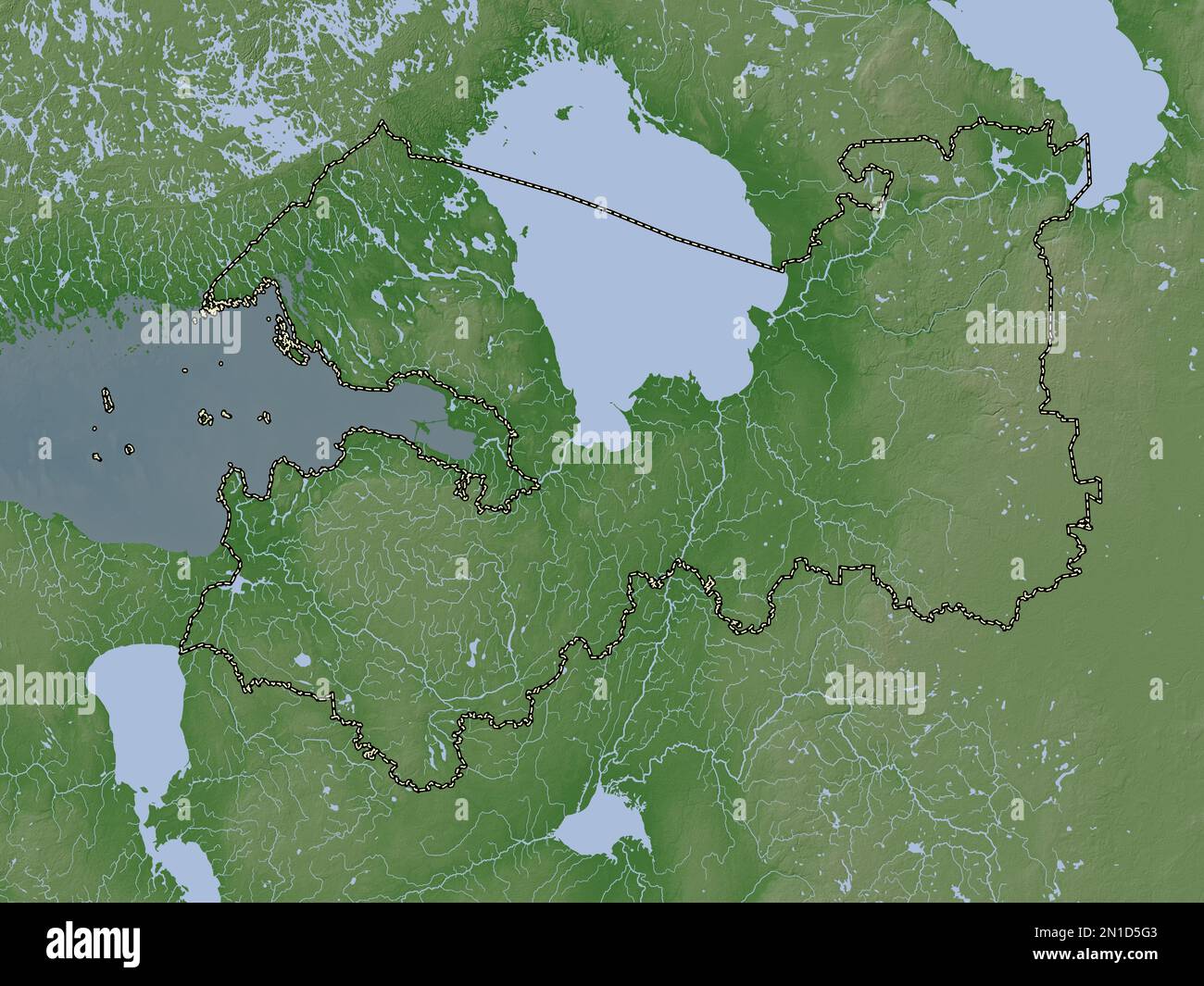 Leningrad, region of Russia. Elevation map colored in wiki style with ...