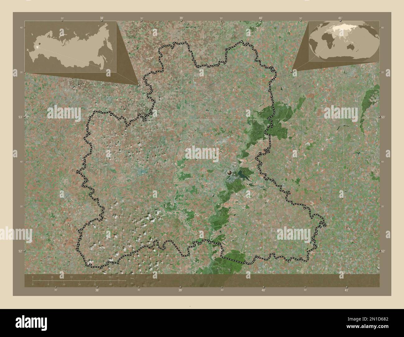 Lipetsk, region of Russia. High resolution satellite map. Corner ...