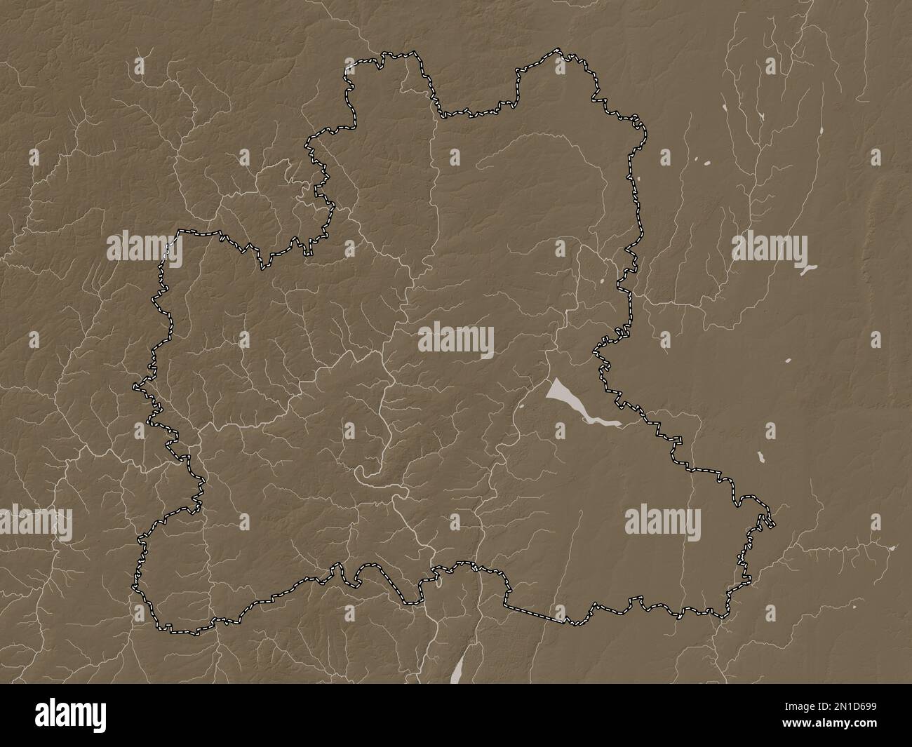 Lipetsk, region of Russia. Elevation map colored in sepia tones with ...