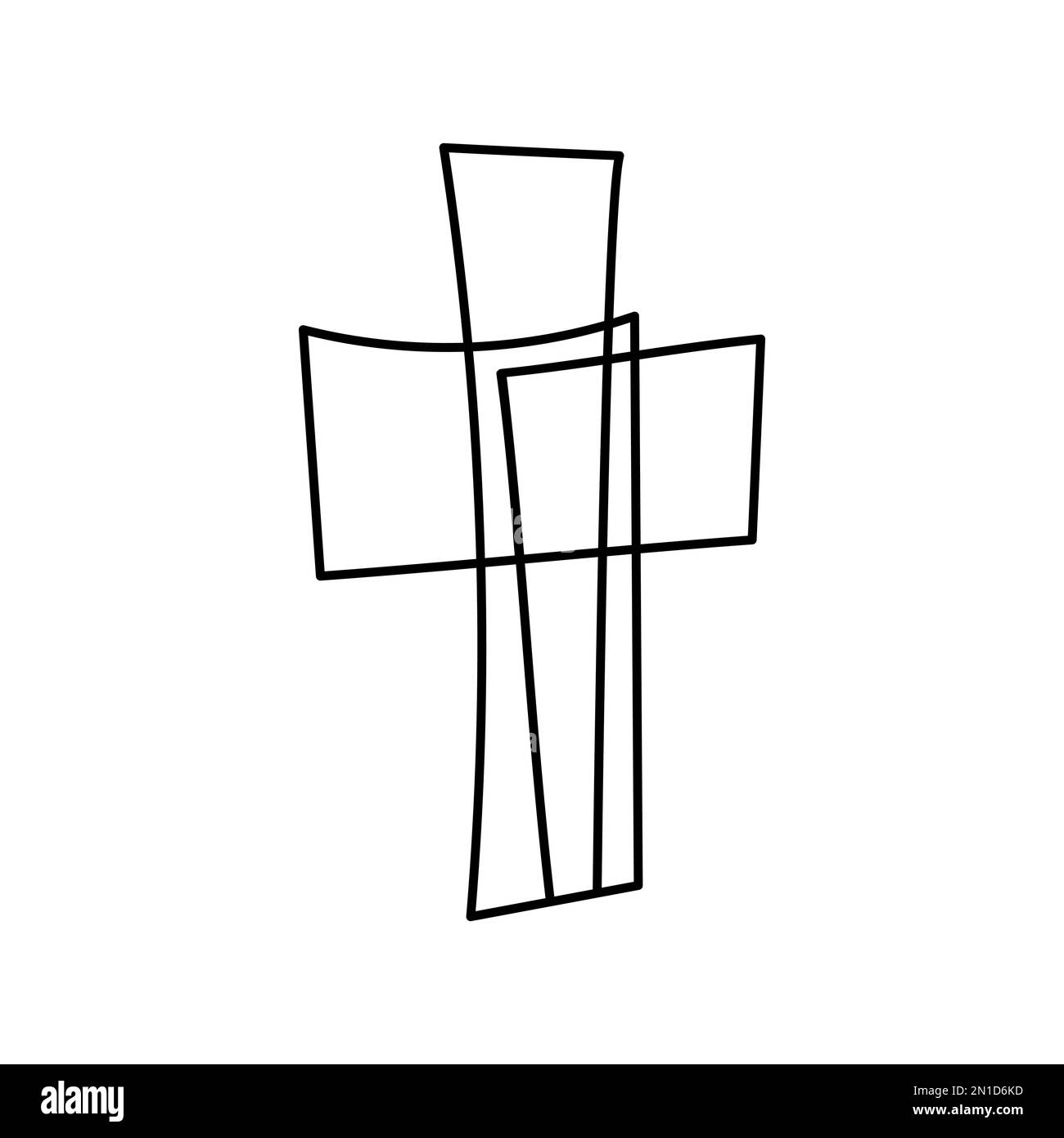 Cross icon. Religious cross on white background. Black church symbols ...