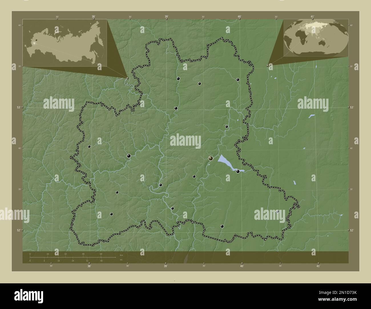 Lipetsk, region of Russia. Elevation map colored in wiki style with ...