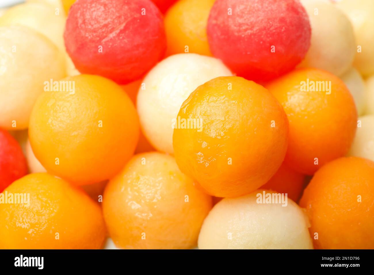 Melon and watermelon balls as background, closeup Stock Photo - Alamy