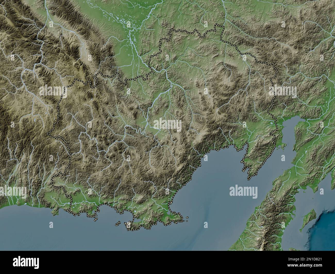 Maga Buryatdan, region of Russia. Elevation map colored in wiki style ...