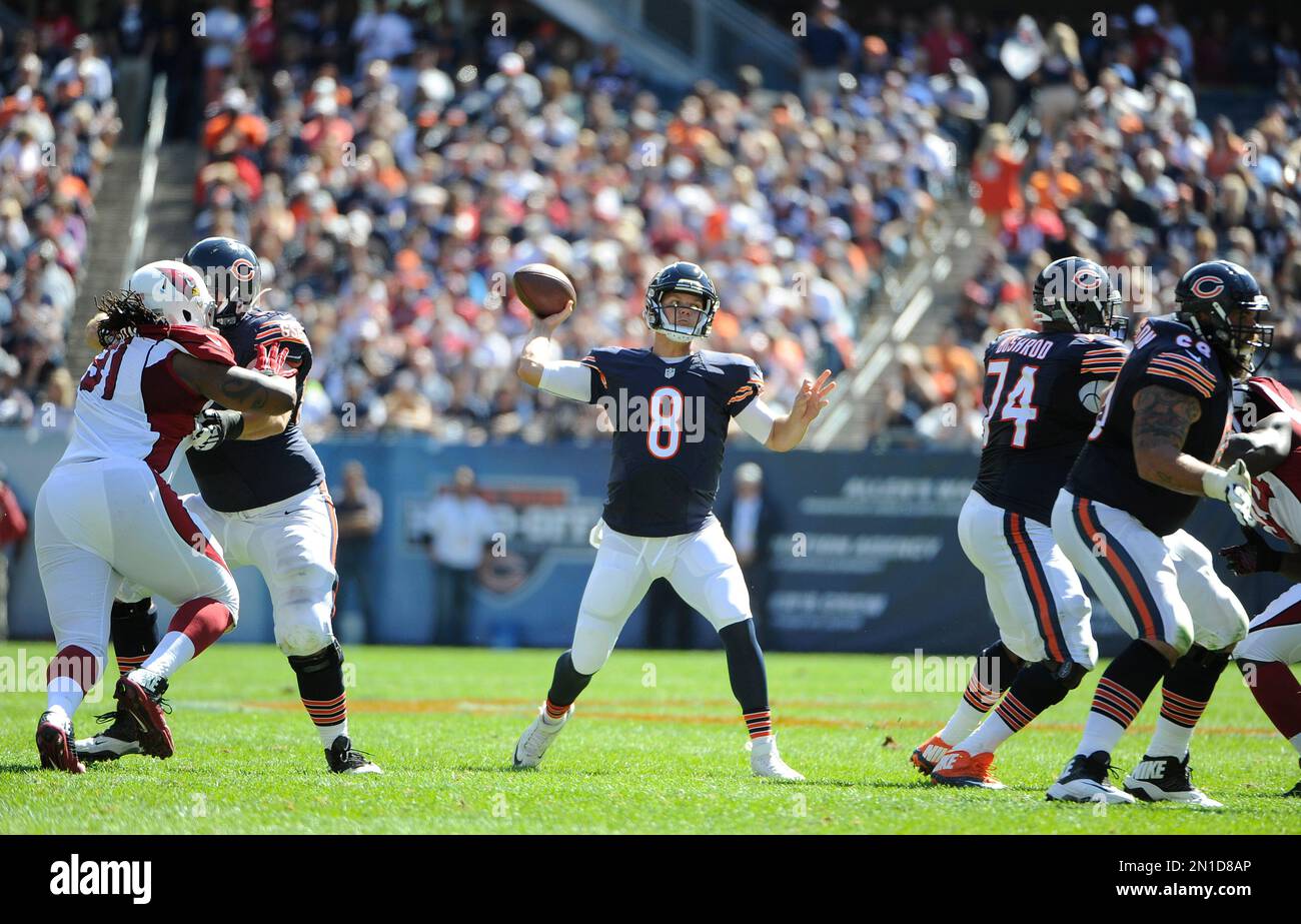 Chicago Bears quarterback Jimmy Clausen (8) throws a pass during the ...