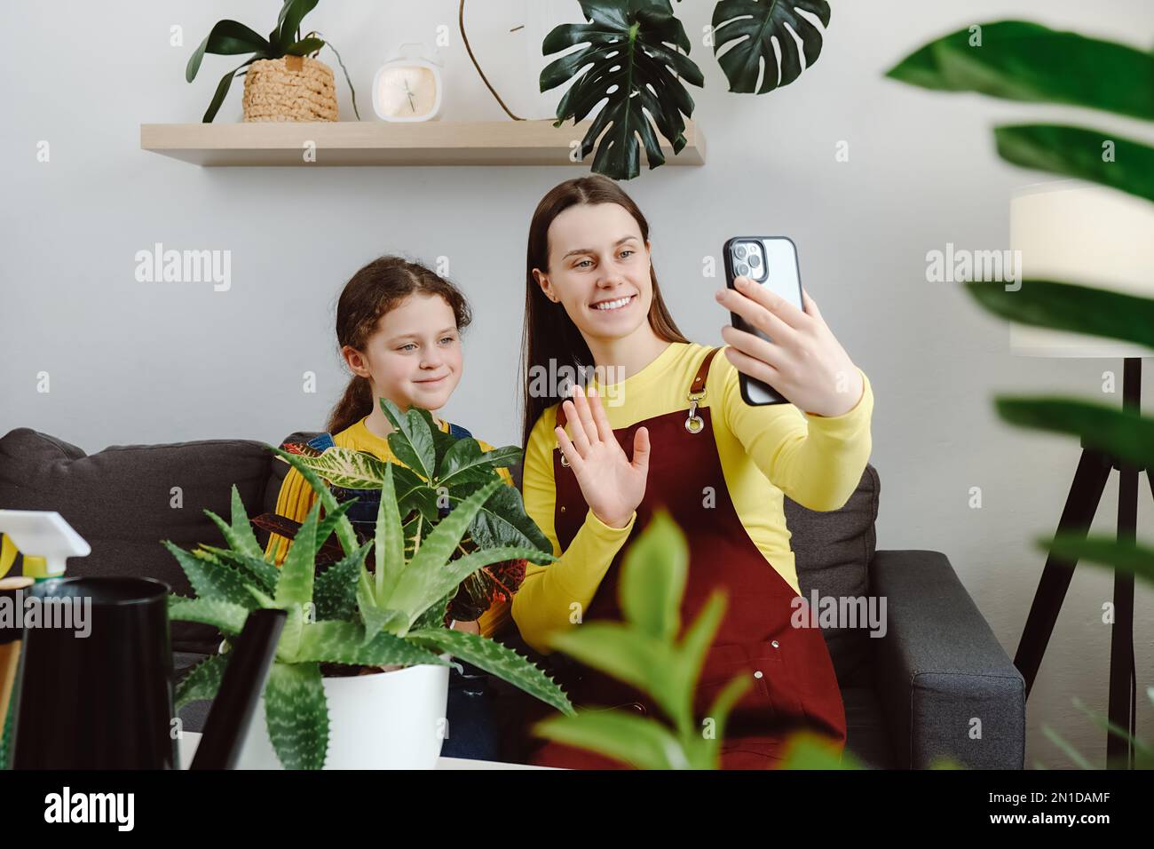 Positive Pregnant Mother With Cute Daughter Record Live Video Broadcast