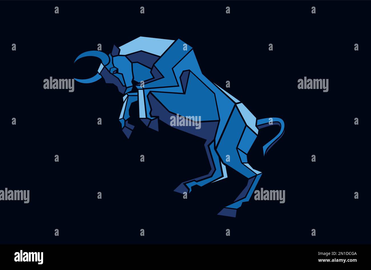 Low Poly Design of Fighting Bull Standing on Its hind Legs Stock Vector ...