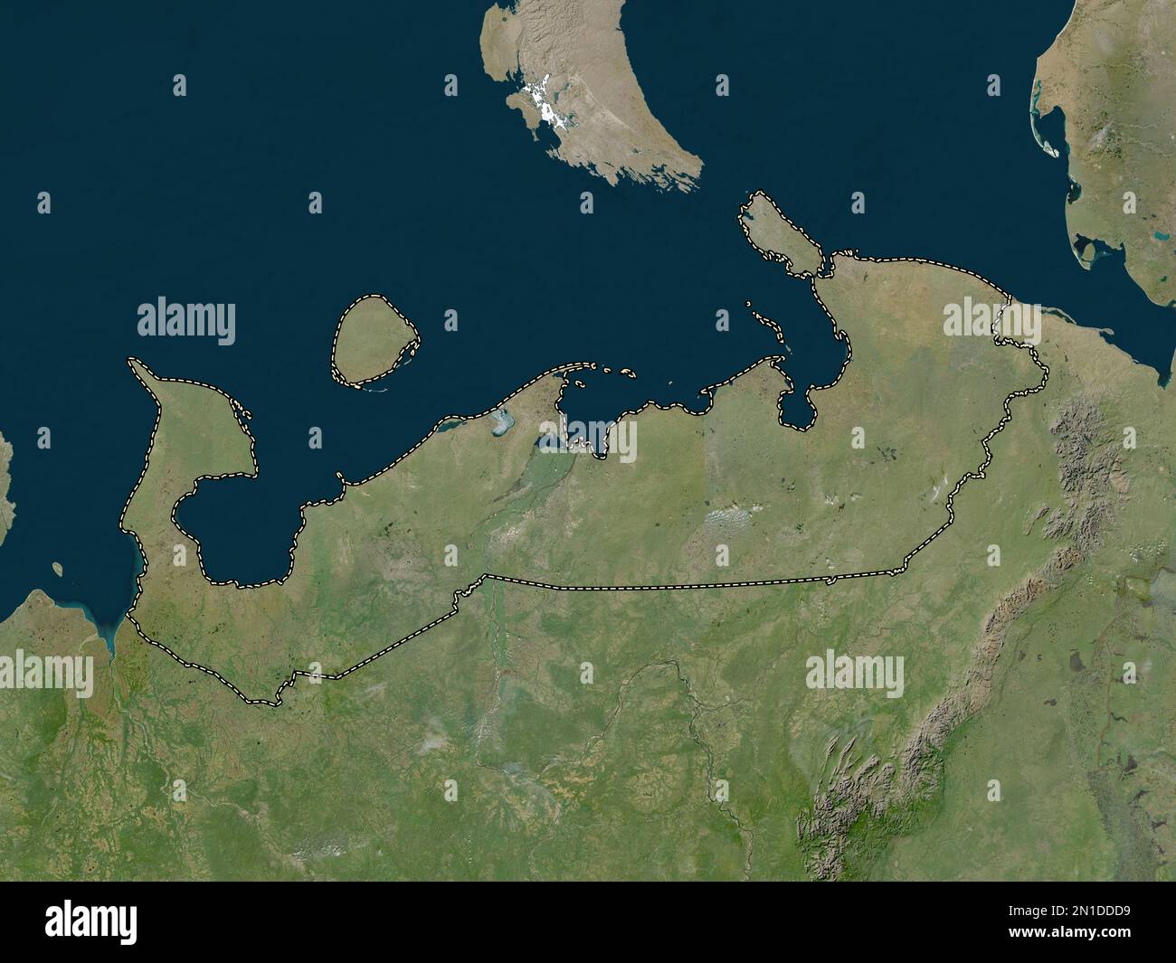Nenets, autonomous province of Russia. Low resolution satellite map ...