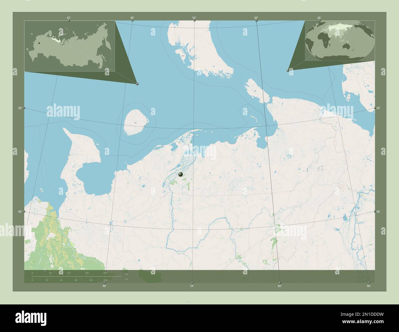 Nenets, autonomous province of Russia. Open Street Map. Corner ...