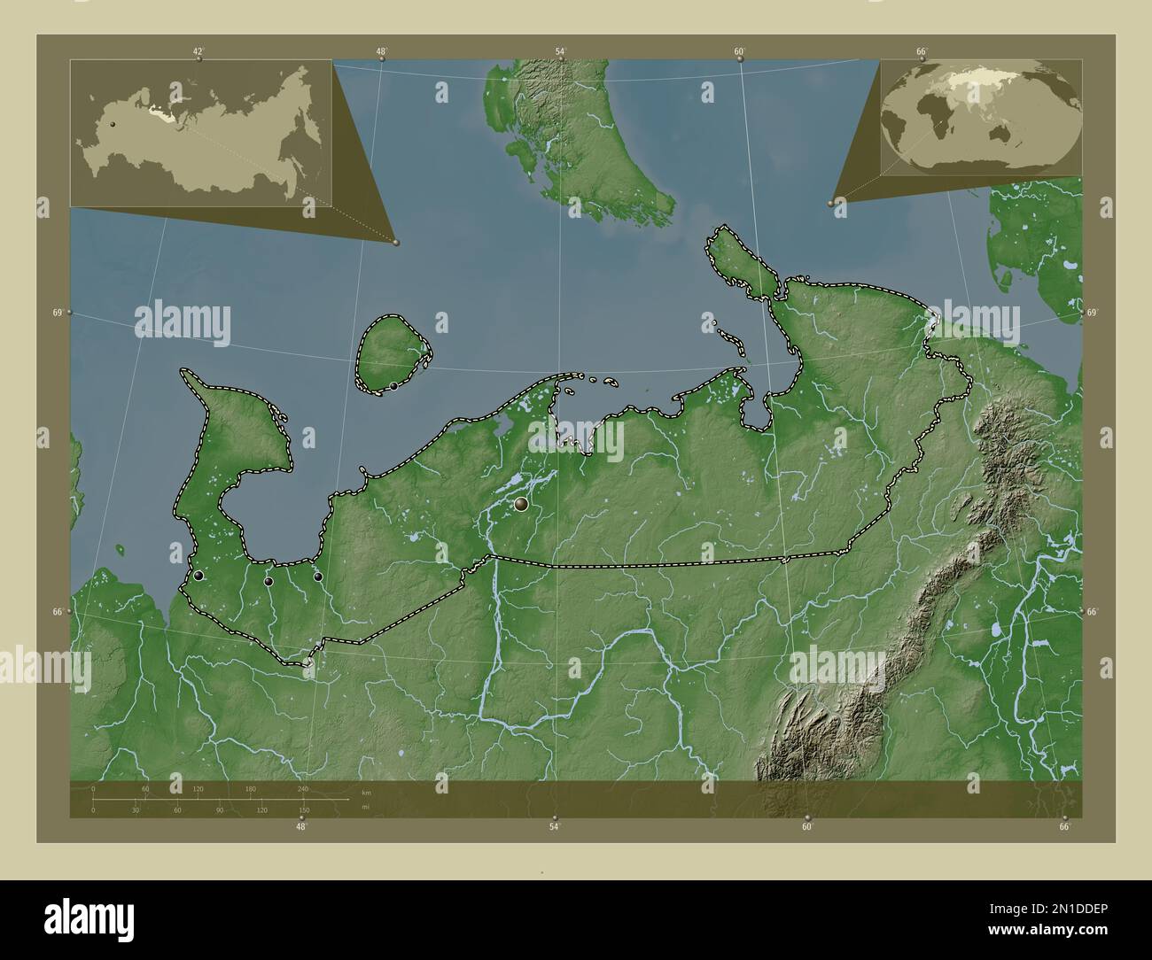 Nenets, autonomous province of Russia. Elevation map colored in wiki ...