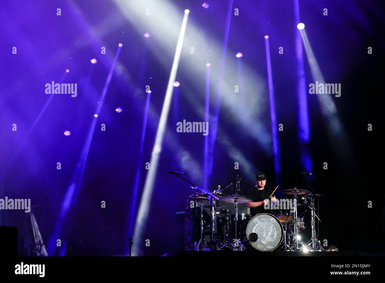 Ben Thatcher, drummer of the British rock group Royal Blood, performs ...