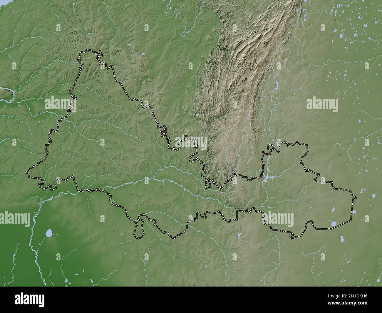 Orenburg, region of Russia. Elevation map colored in wiki style with ...