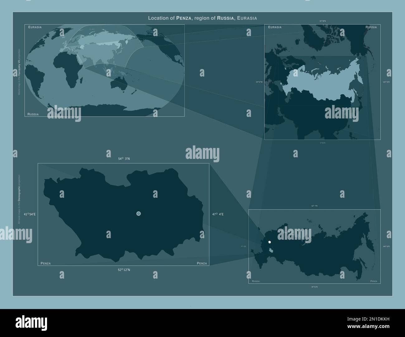 Penza, region of Russia. Diagram showing the location of the region on ...