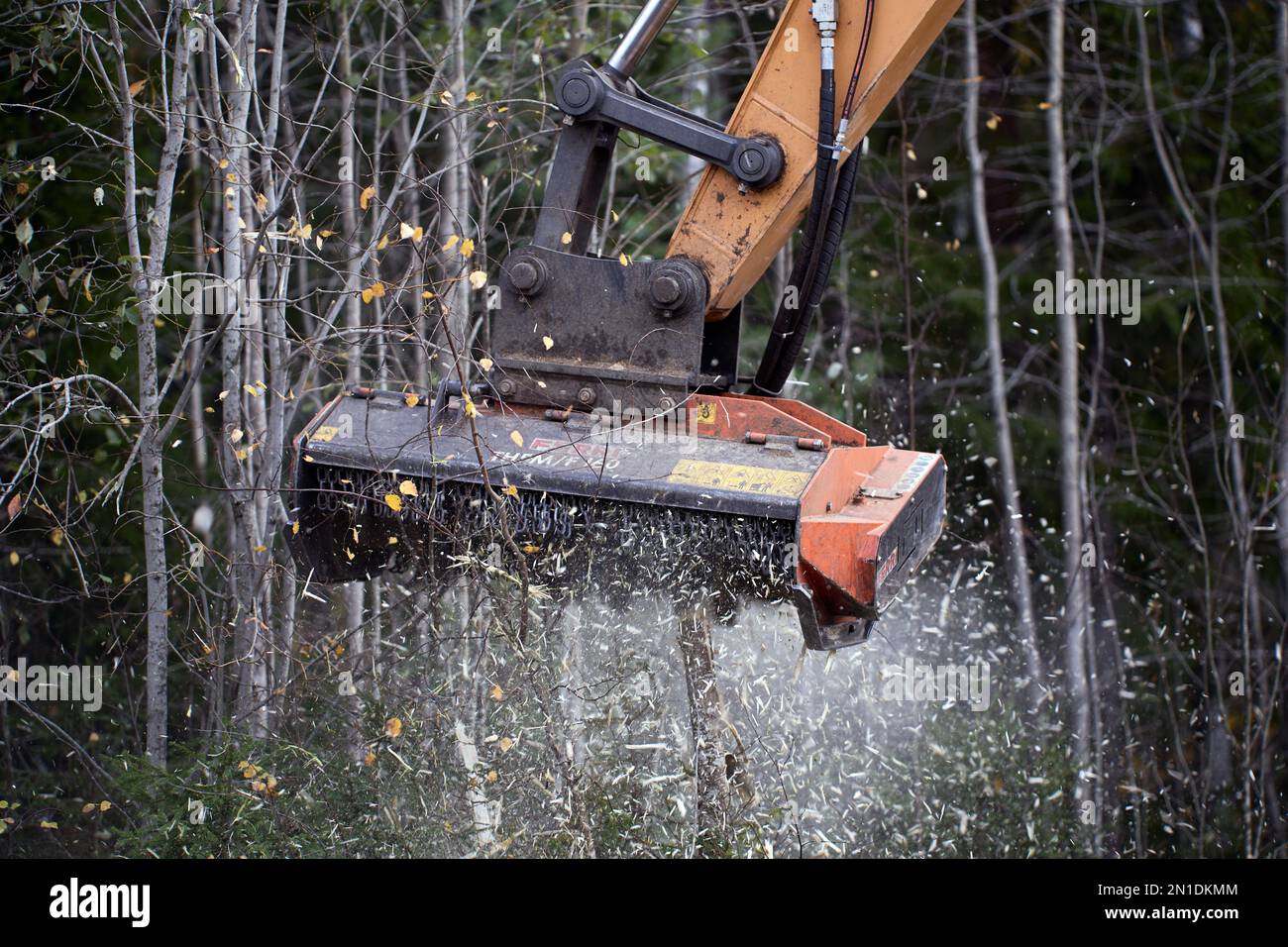 Forestry mulcher for cleaning roadside from vegetation Stock Photo - Alamy