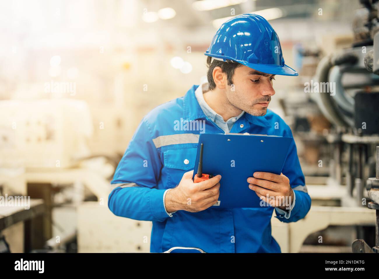 Professional Engineering of modern factory checking to automatic machinery. Engineering with ...