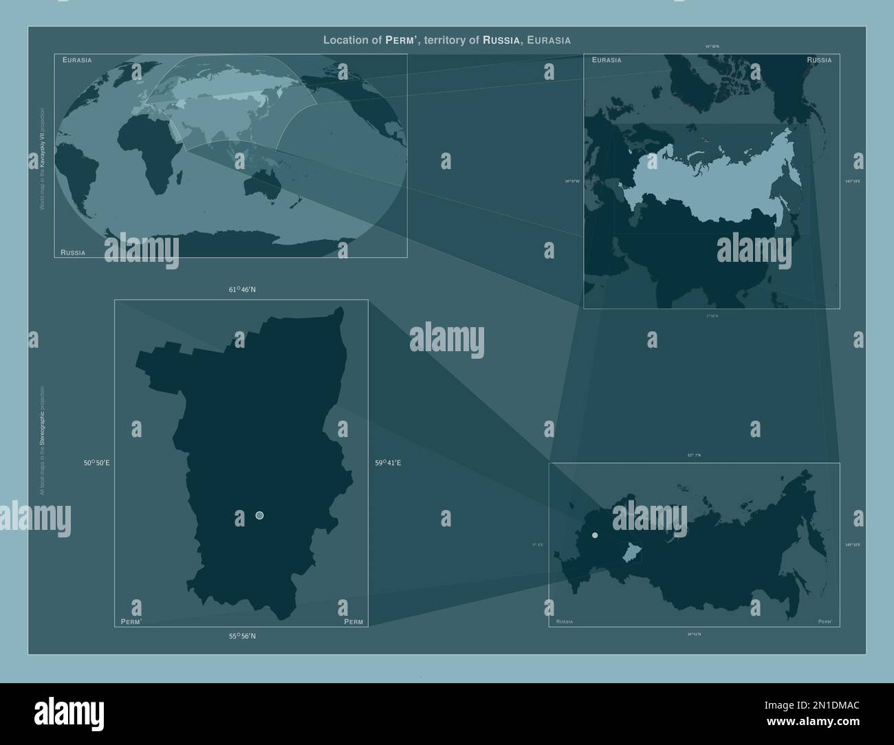Perm', territory of Russia. Diagram showing the location of the region ...