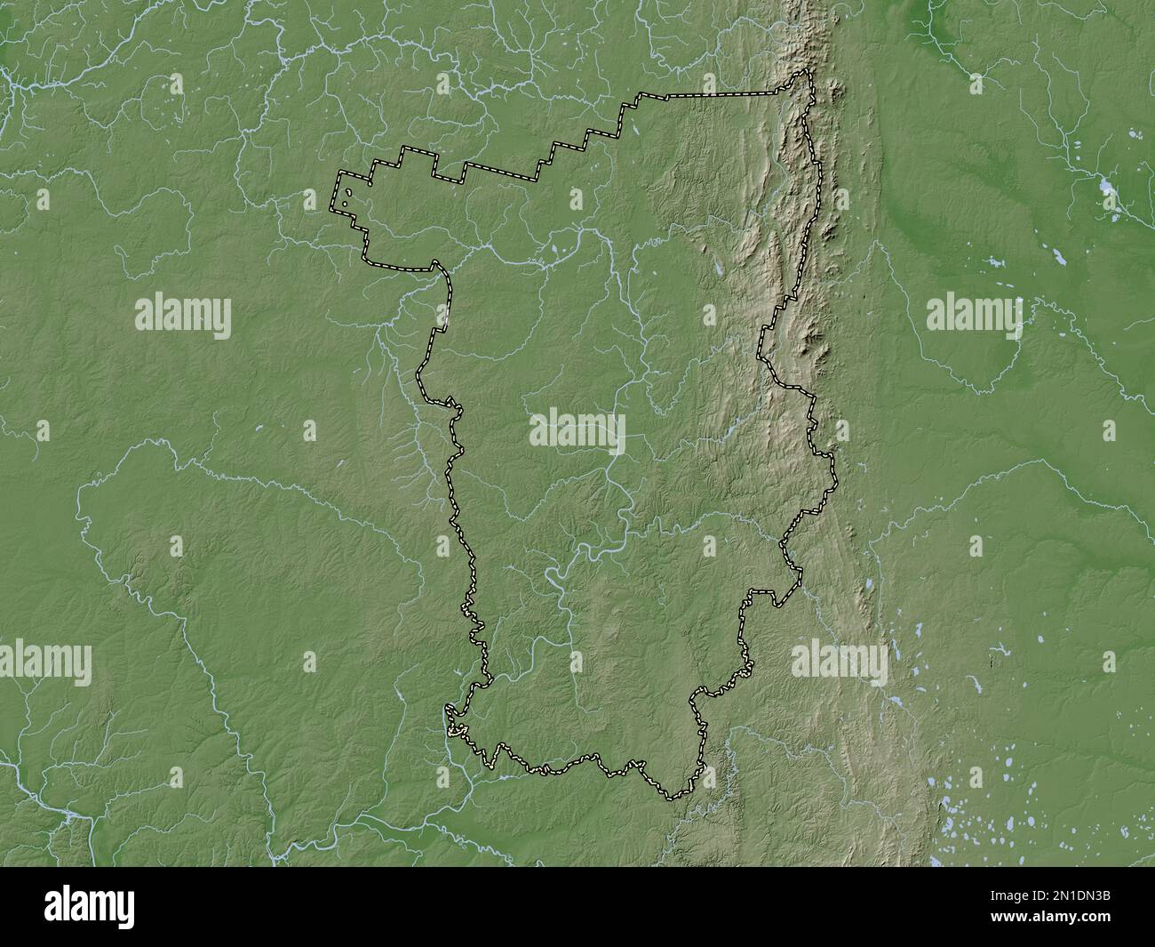 Perm', territory of Russia. Elevation map colored in wiki style with ...