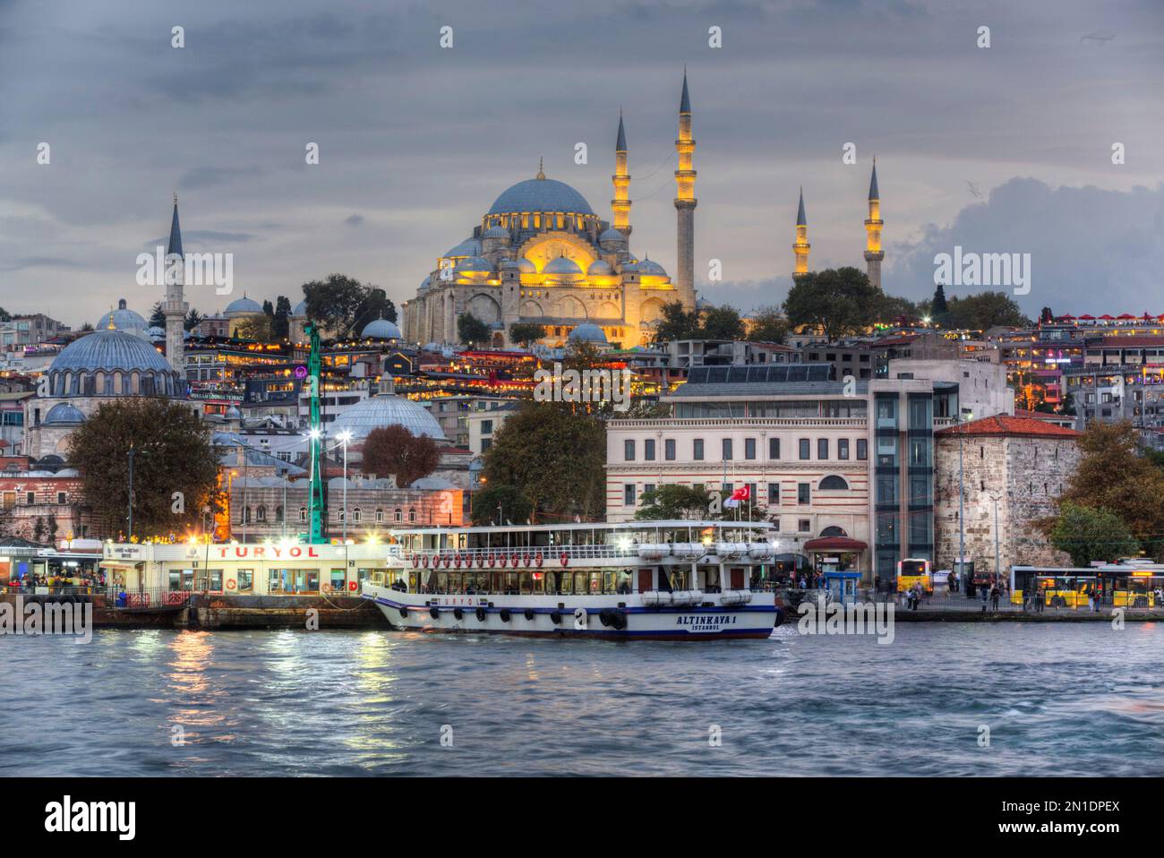 Evening, Suleymaniye Mosque, founded 1550, UNESCO World Heritage Site ...