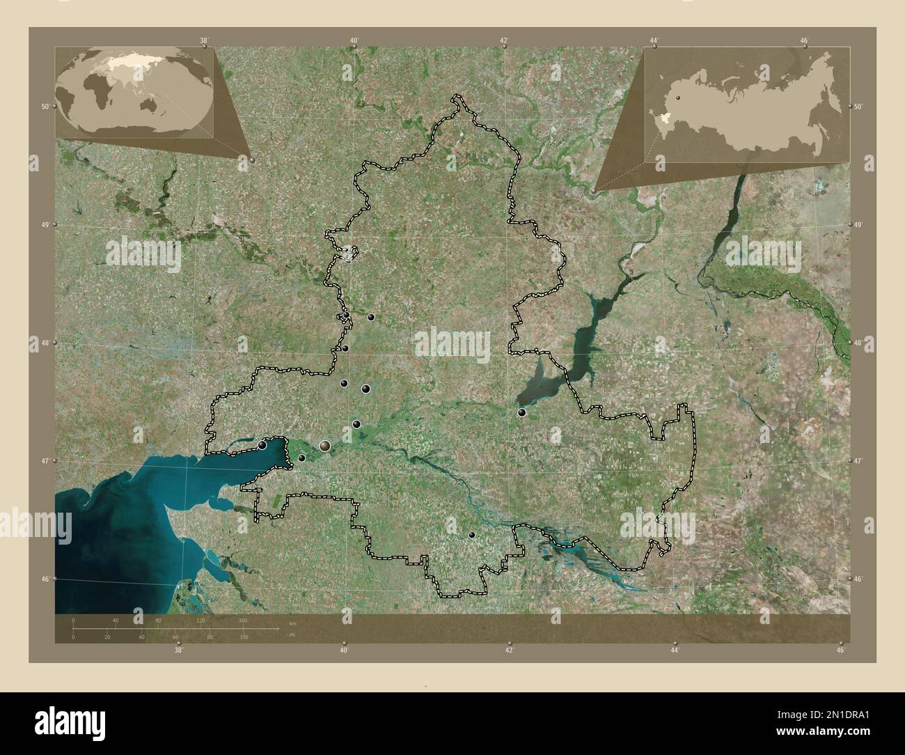Rostov, region of Russia. High resolution satellite map. Locations of ...