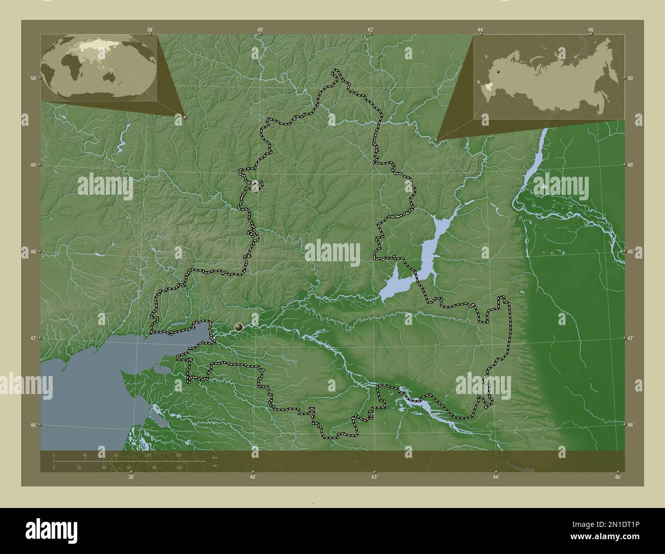 Rostov, region of Russia. Elevation map colored in wiki style with ...