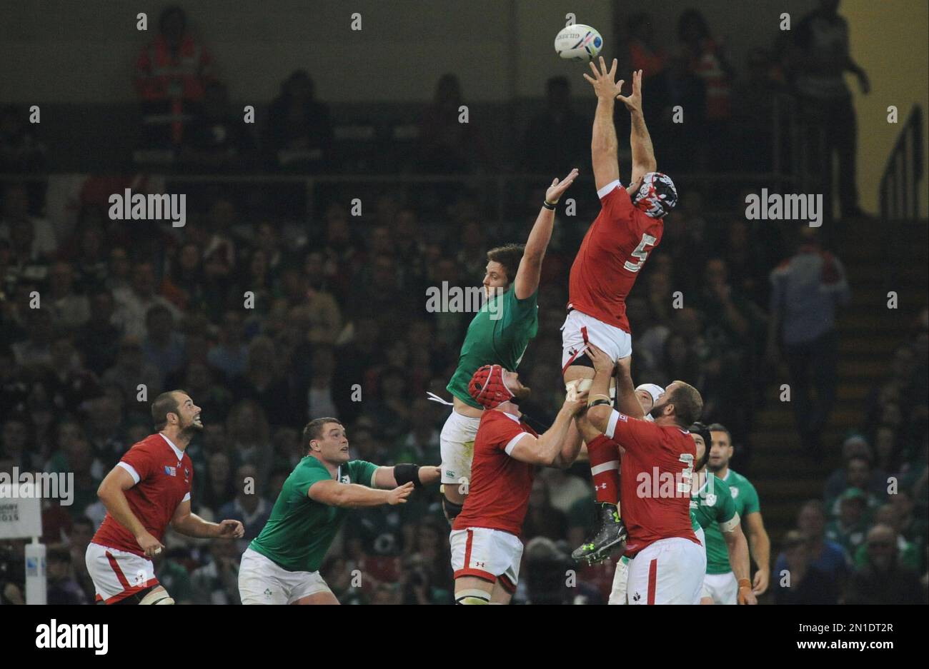 Canada's captain Jamie Cudmore, top right, wins a line out against ...