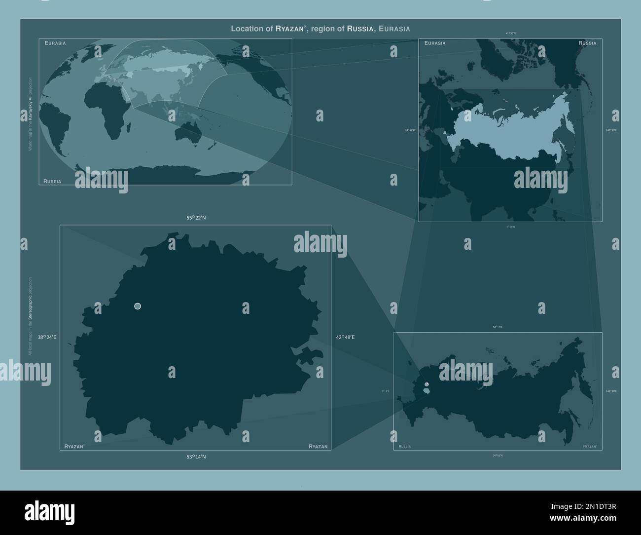 Ryazan', region of Russia. Diagram showing the location of the region ...