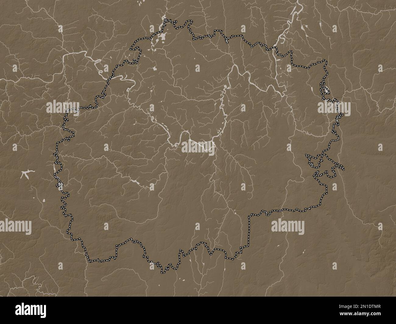 Ryazan', region of Russia. Elevation map colored in sepia tones with ...