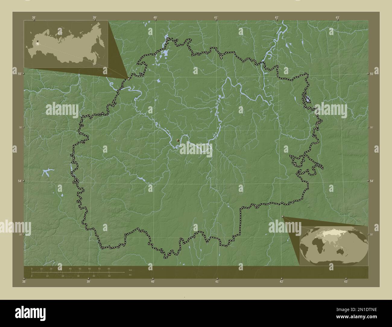 Ryazan', region of Russia. Elevation map colored in wiki style with ...