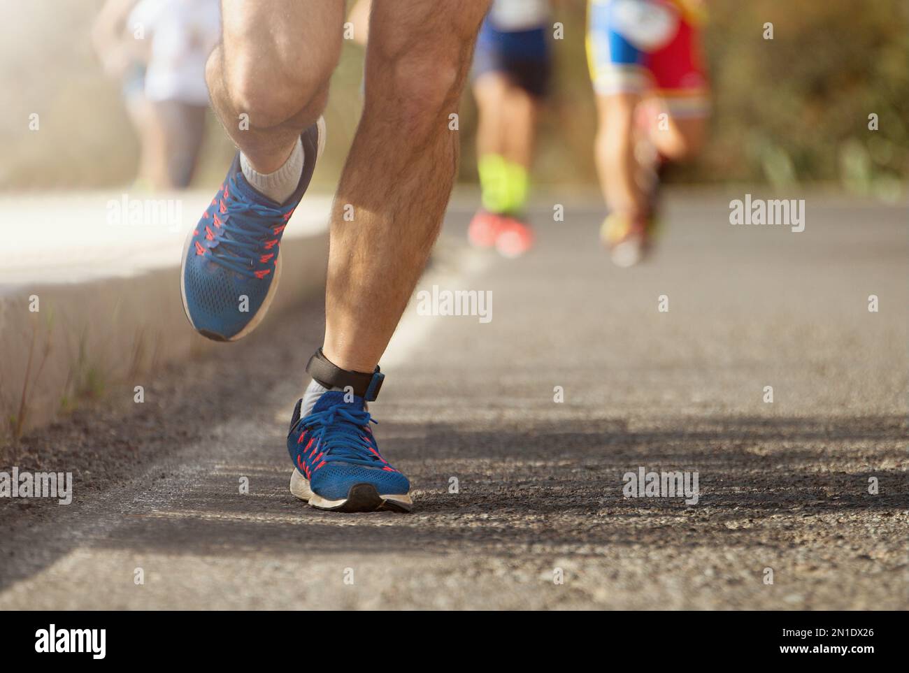 Marathon running race, runners feet on road, sport, fitness and healthy ...