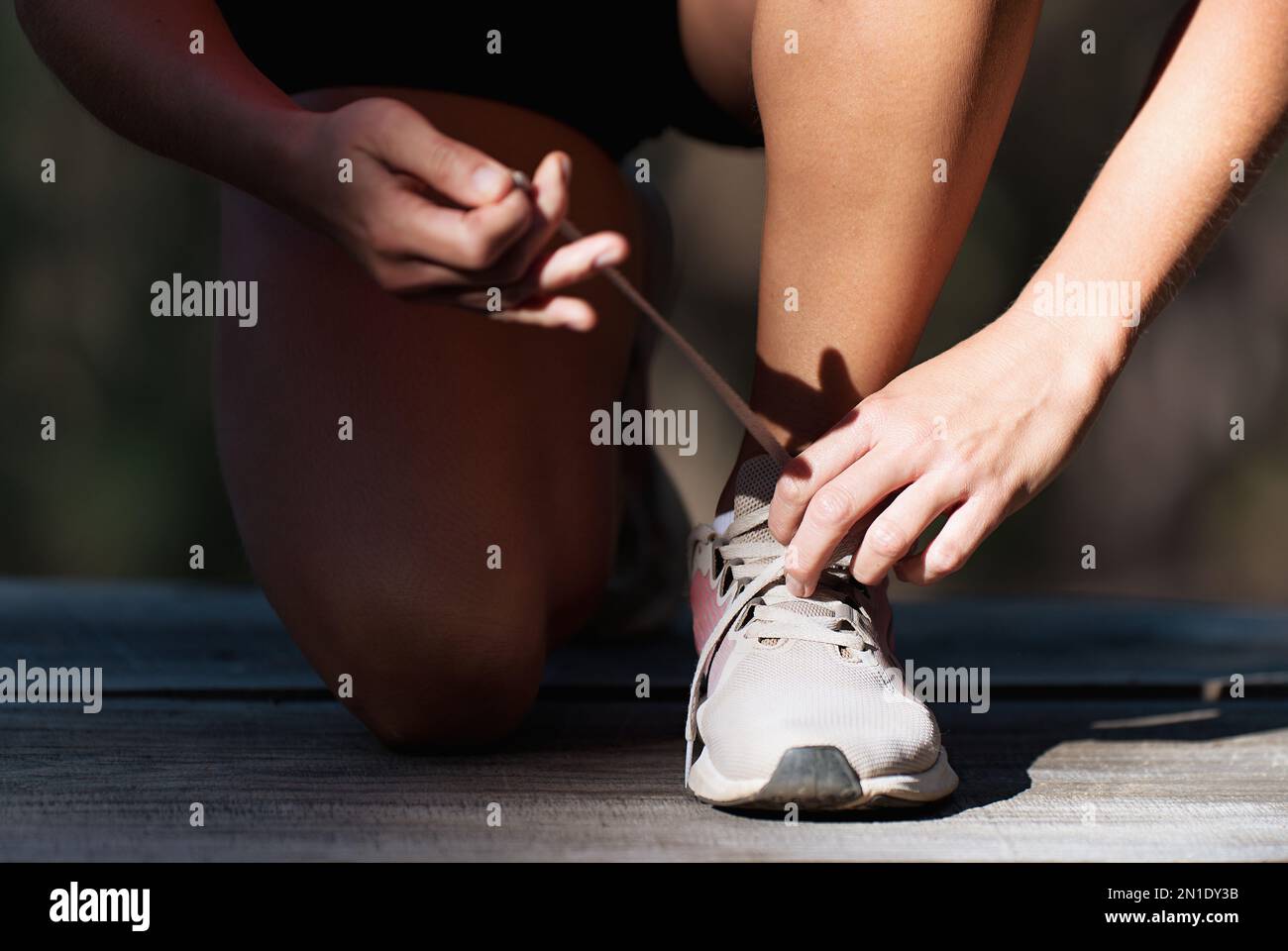 Running shoes tied up hi-res stock photography and images - Alamy