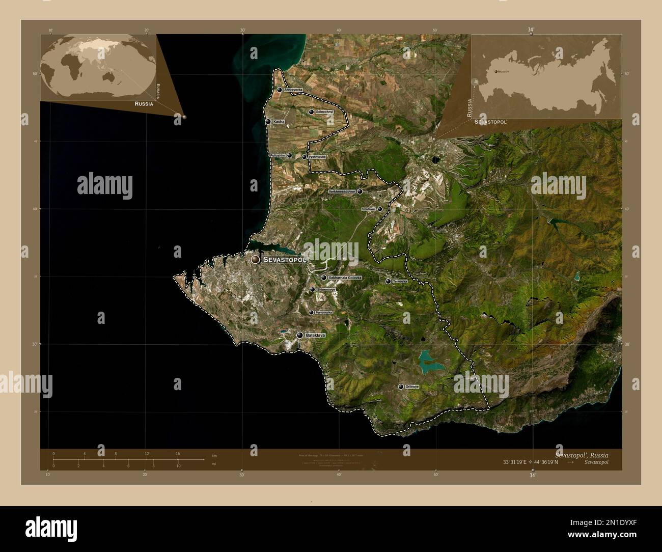 Sevastopol', autonomous republic of Russia. Low resolution satellite ...