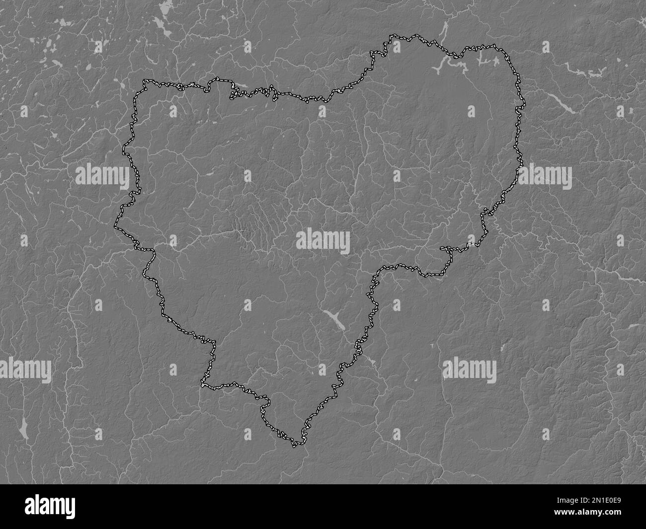 Smolensk, region of Russia. Bilevel elevation map with lakes and rivers ...