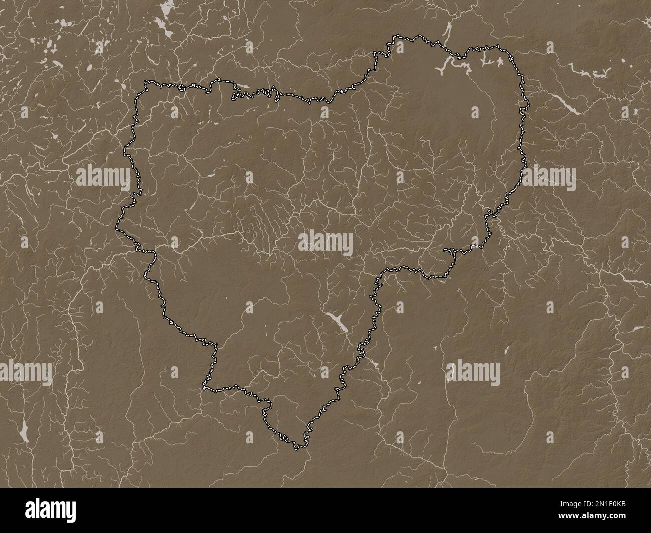 Smolensk, region of Russia. Elevation map colored in sepia tones with ...
