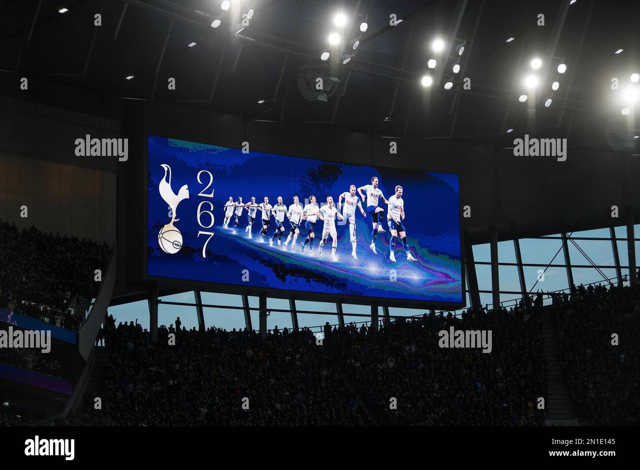 London, UK. 05th Feb, 2023. The LED screen at Tottenham Hotspur Stadium ...