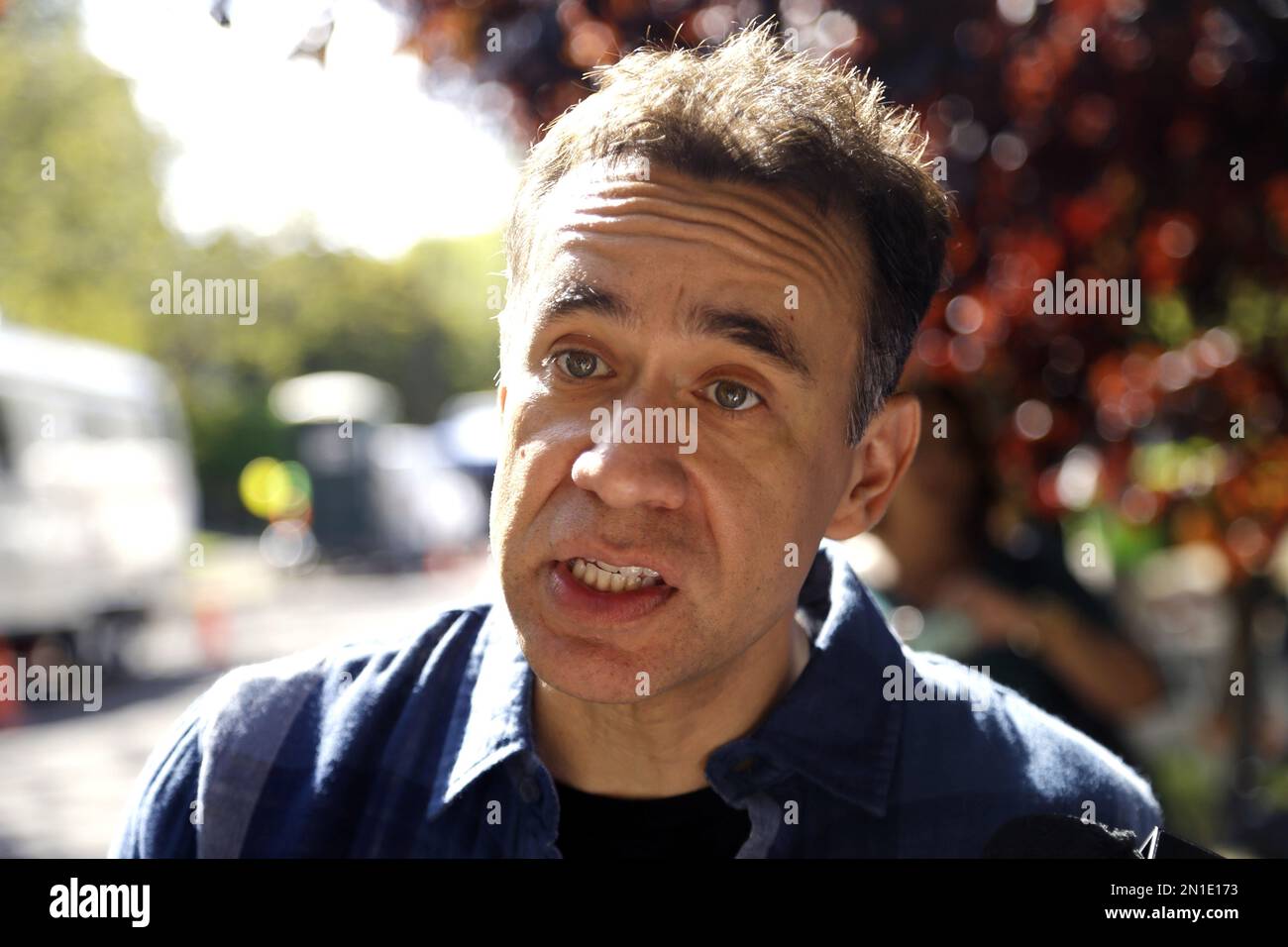 Portlandia star Fred Armisen is shown during the filming of the ...