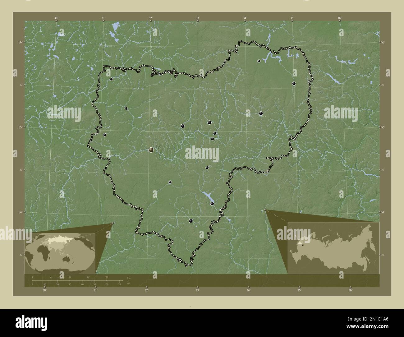 Smolensk, region of Russia. Elevation map colored in wiki style with ...