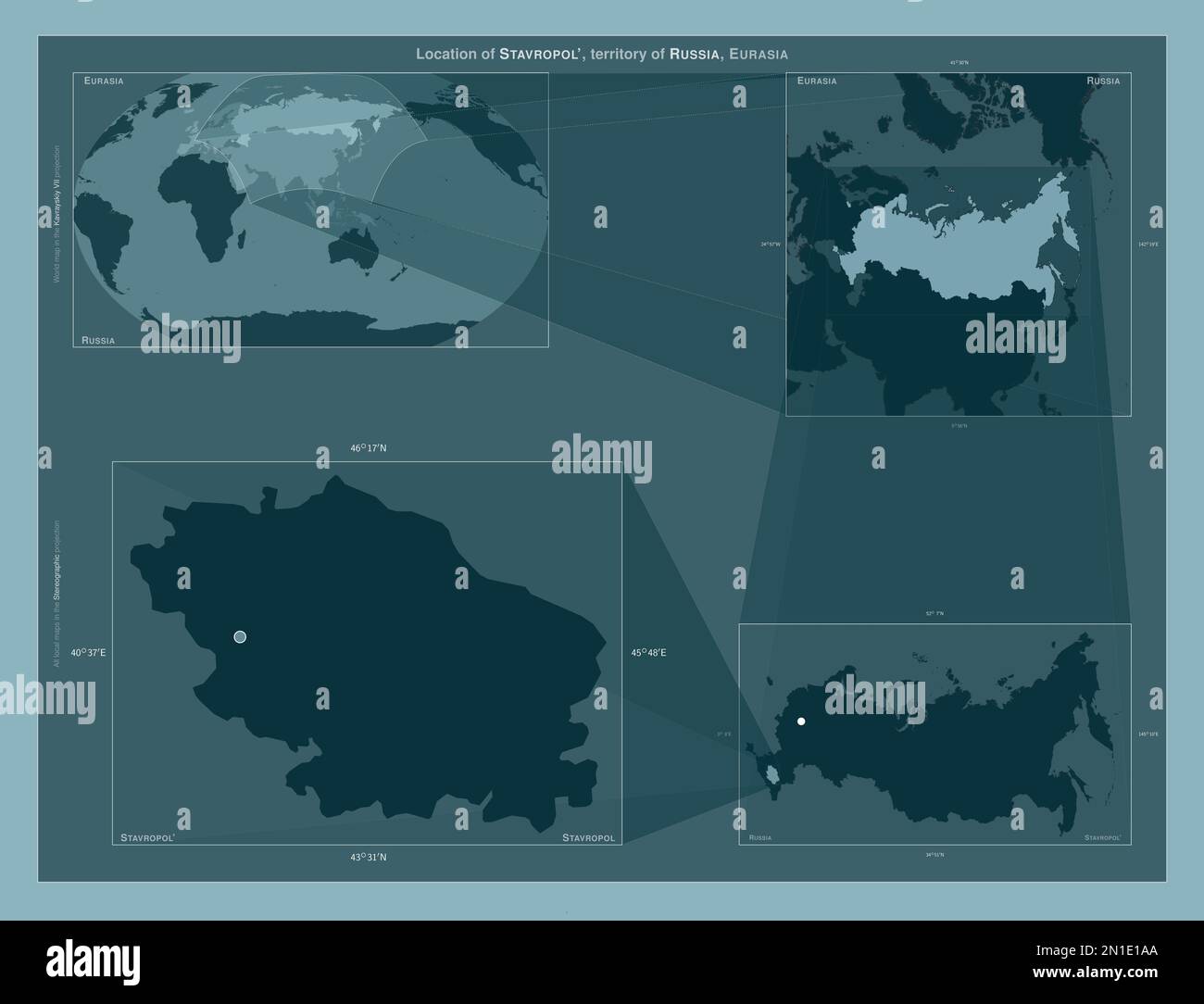 Stavropol', territory of Russia. Diagram showing the location of the ...