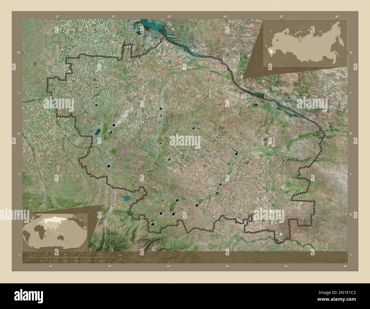 Stavropol', territory of Russia. High resolution satellite map ...