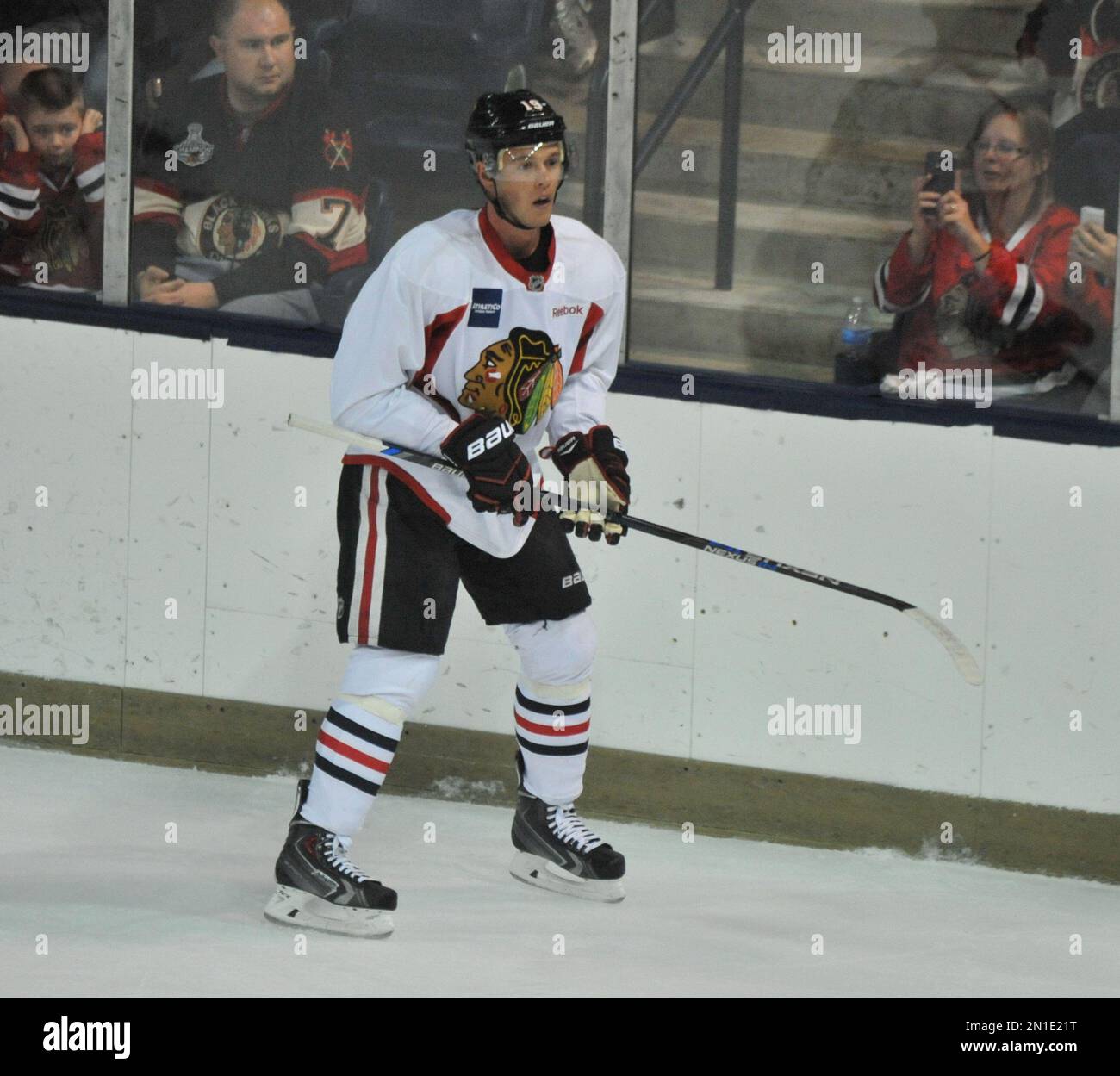 Chicago Blackhawks forward Jonathan Toews skates during training camp ...