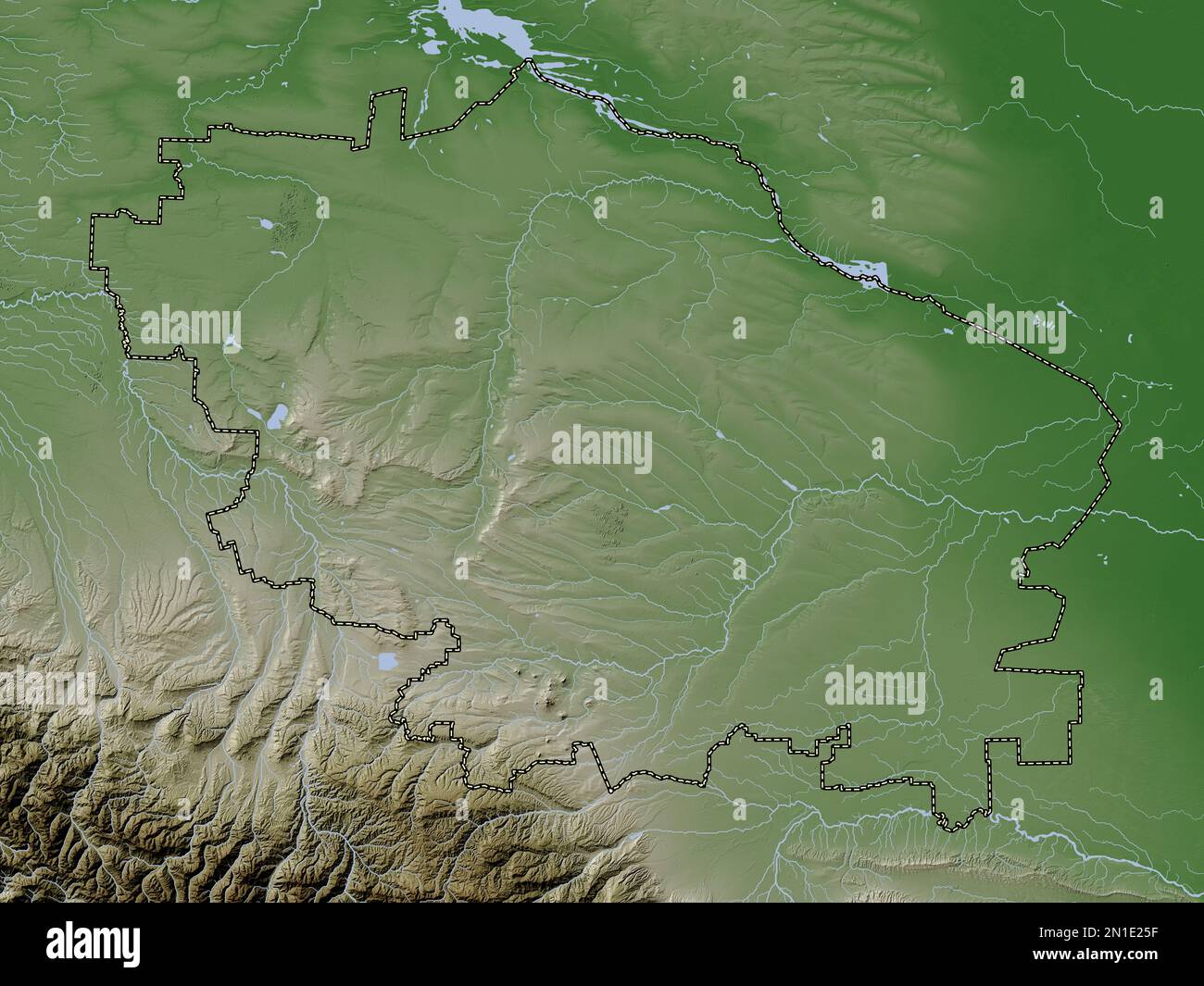 Stavropol', territory of Russia. Elevation map colored in wiki style ...