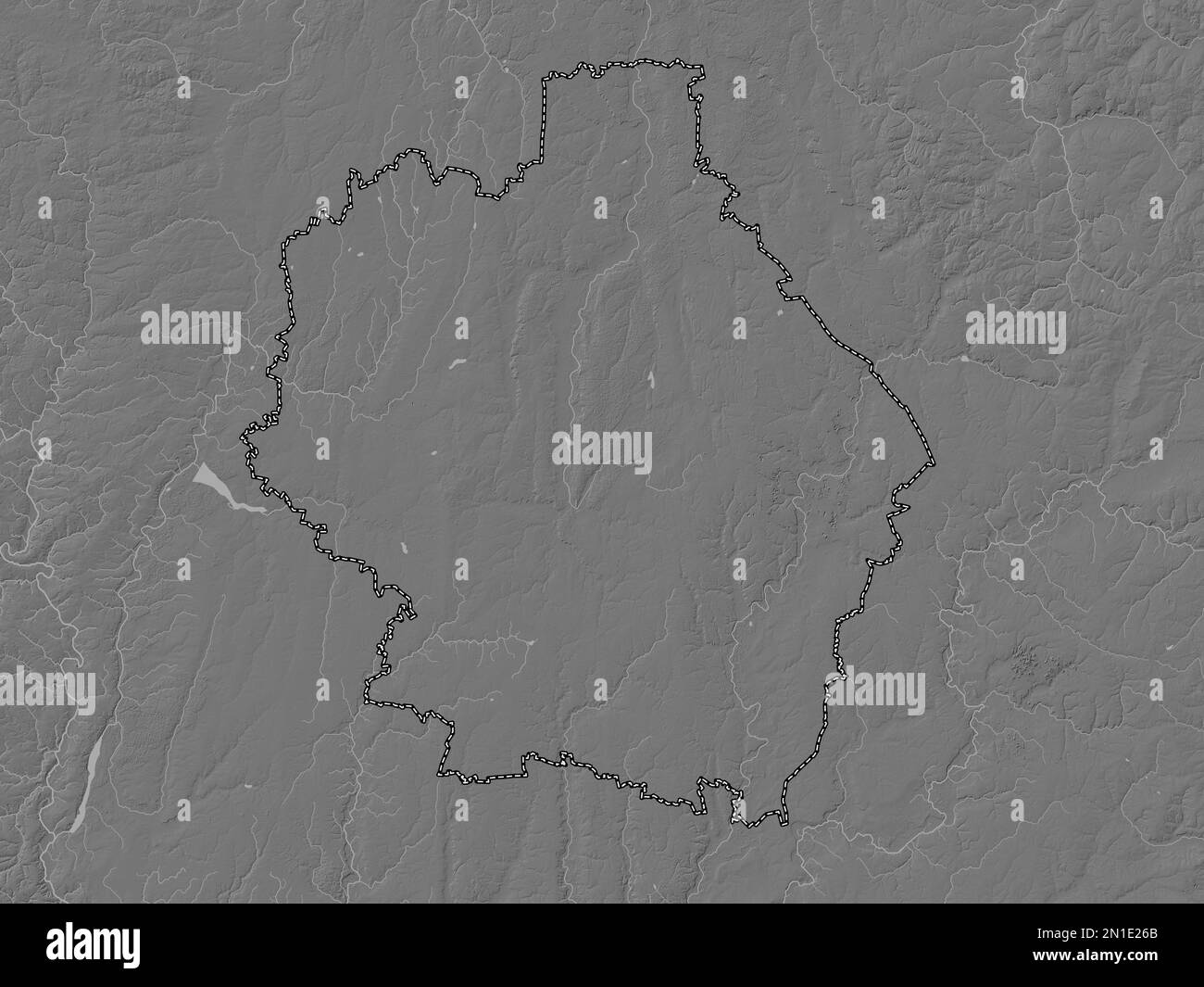 Tambov, region of Russia. Bilevel elevation map with lakes and rivers ...