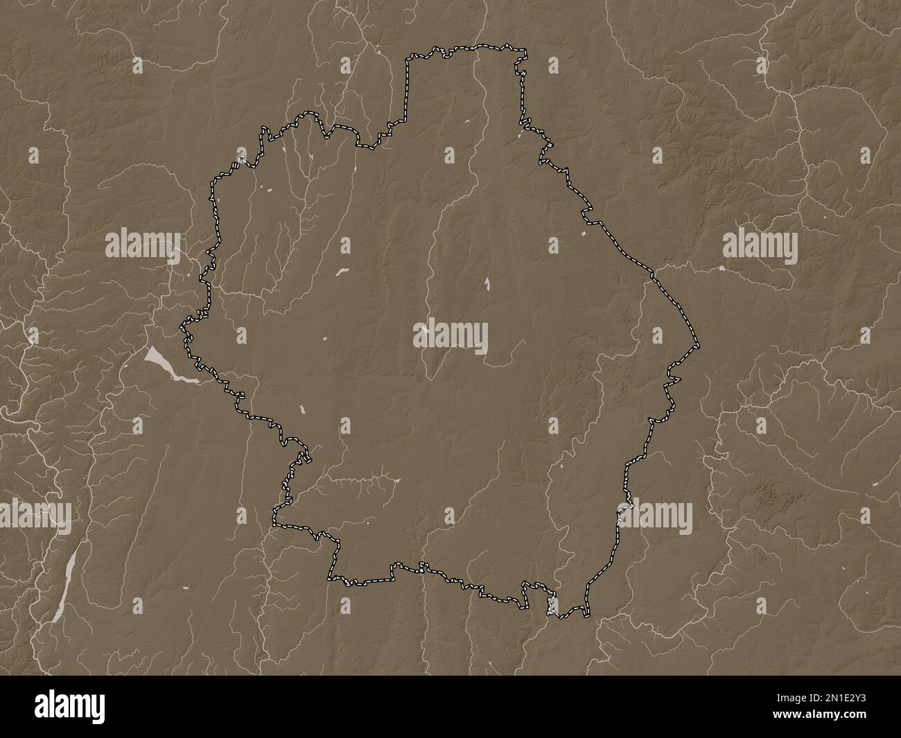 Tambov, region of Russia. Elevation map colored in sepia tones with ...